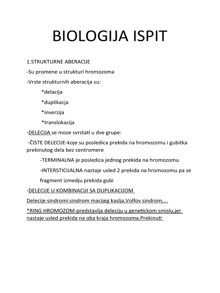 Biologija Ispit | PDF