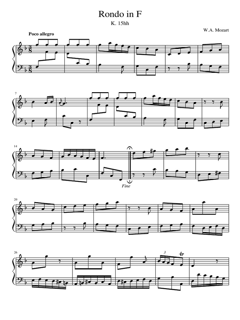 Rondo in F: Poco Allegro | PDF | Classical Compositions | Musical Forms