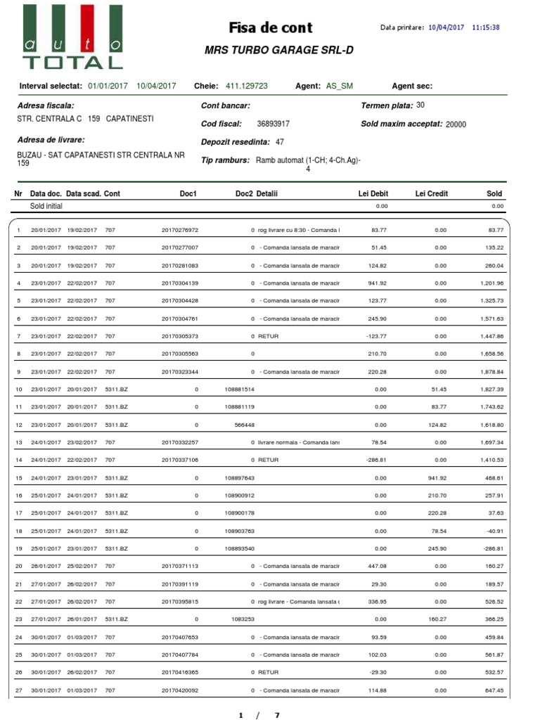 Fisa Cont Autototal 10.04.2017 PDF | PDF