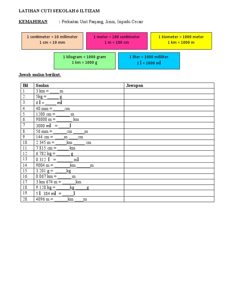 Metric System Conversions Practice: Calculating Length, Mass, and ...