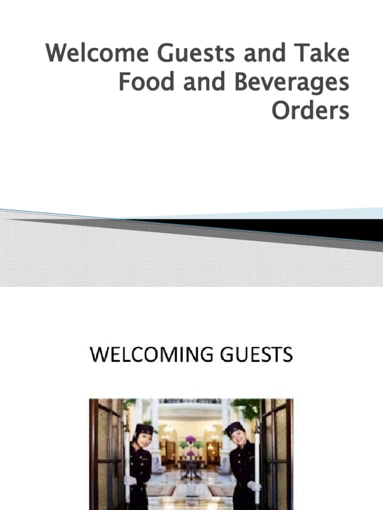 Welcome Guests and Take Food and Beverages Orders | PDF | Menu ...