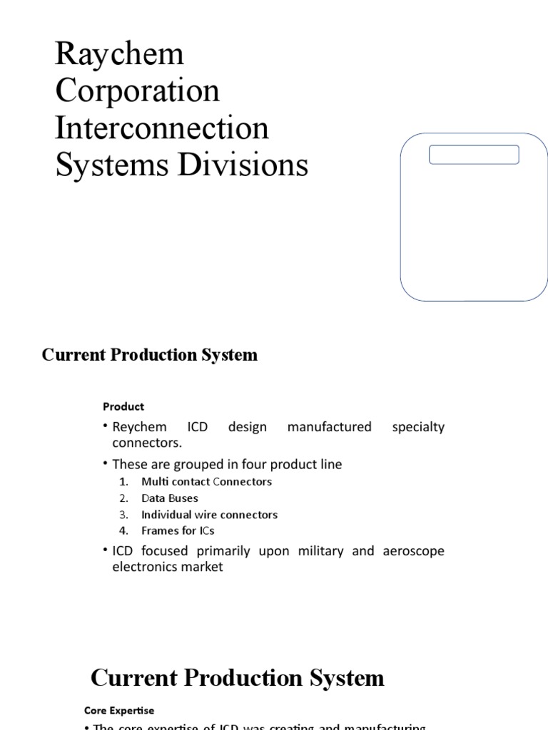 Raychem Corporation Interconnection Systems Divisions: Presented by ...