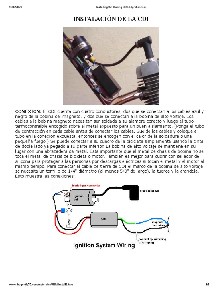 Conexión de CDI Racing y Bobina | PDF | Ingenieria Eléctrica | Bienes ...