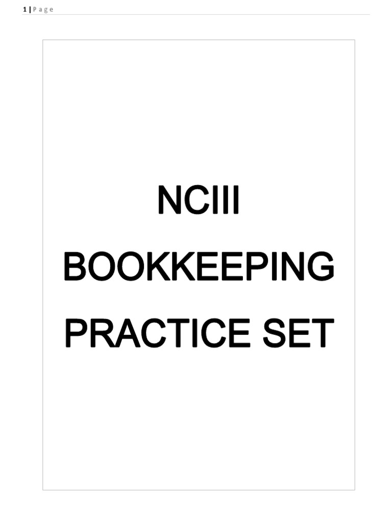 NC3 Bookeeping Practice Set Answer (Blank Form) PDF | PDF | Debits And ...