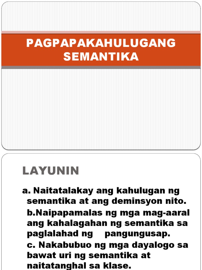 Pagpapakahulugang Semantika | PDF