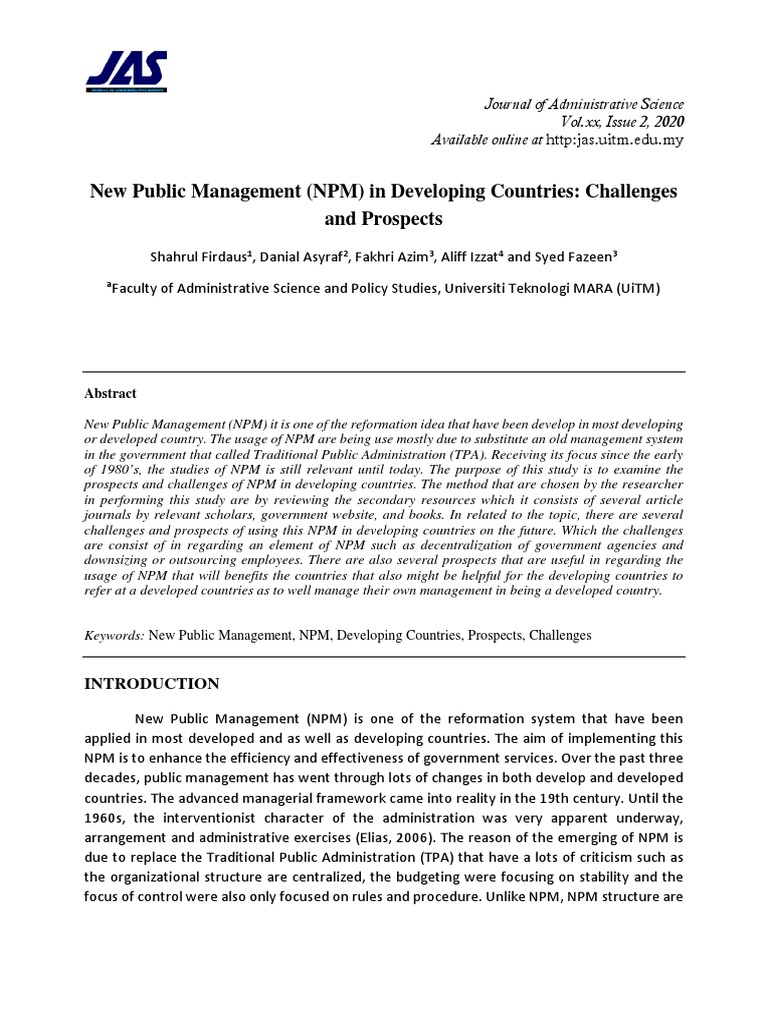 New Public Management in Developing Countries | PDF | Data ...