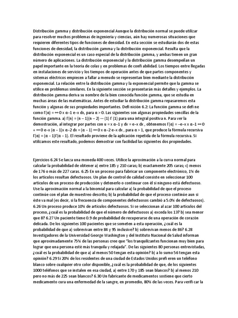 Distribución Gamma y Exponencial en Estadística | PDF | Funcion ...