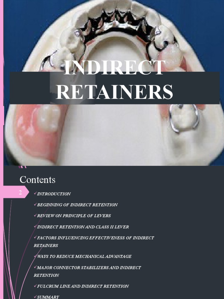 Indirect Retainers in RPD | PDF | Dentures | Dentistry Branches