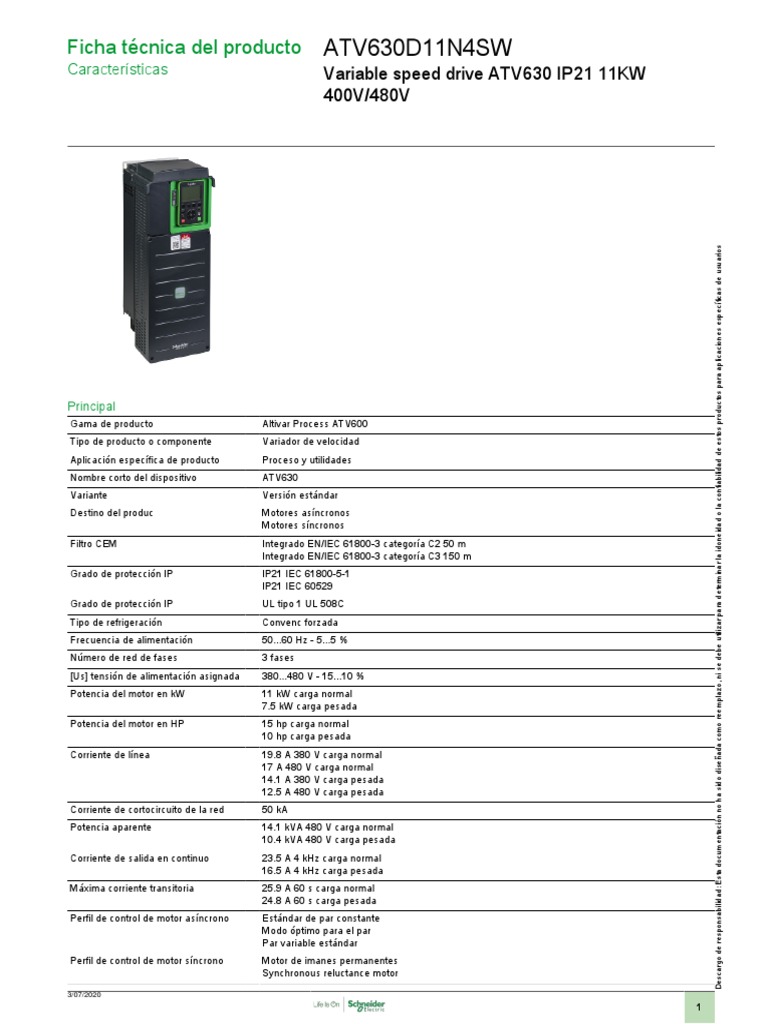 Altivar Process 600 - ATV630D11N4SW | PDF | Relé | Física