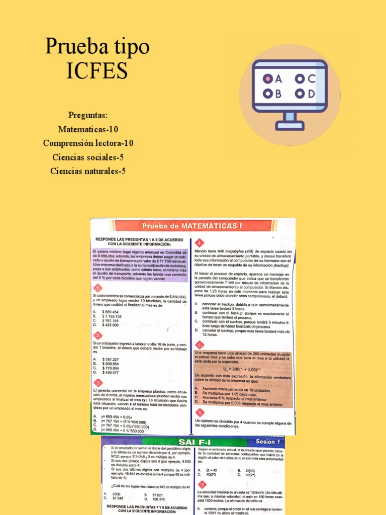 Prueba Tipo ICFES | PDF | Ciencia y matemáticas
