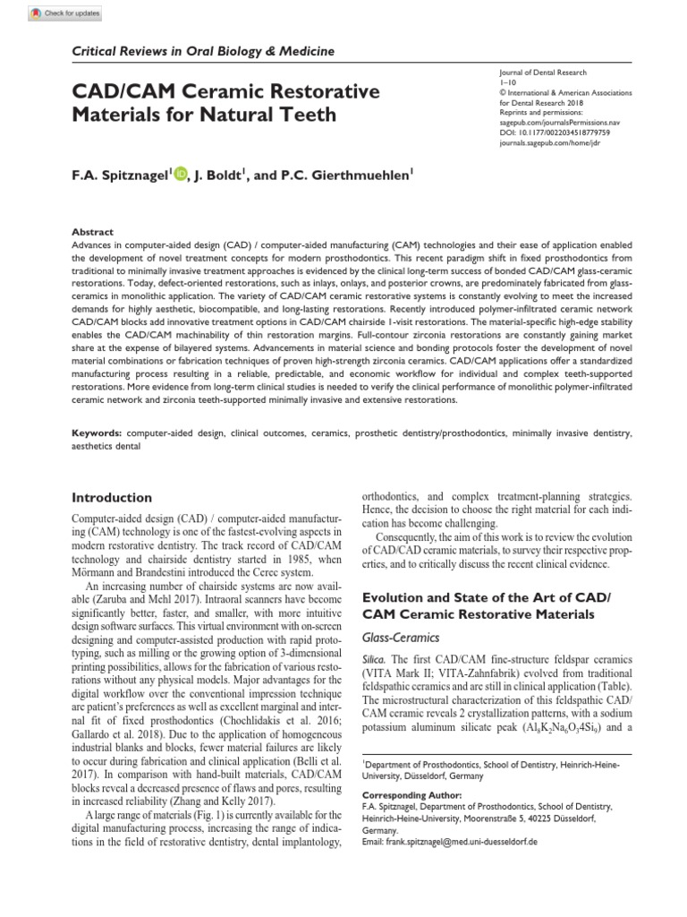 CAD/CAM Ceramic Restorative Materials For Natural Teeth: F.A ...