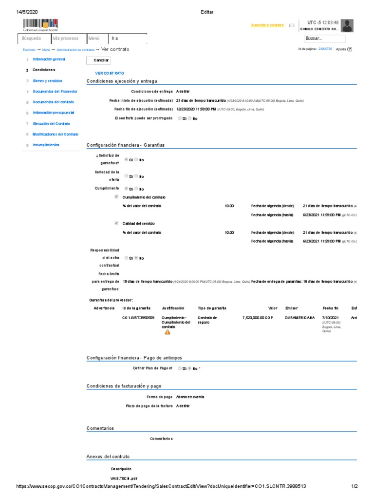 Pantallazo SECOP Condiciones | PDF | Business | Science