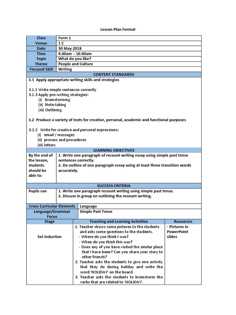 Lesson Plan Macro 1 | PDF | Lesson Plan | Teachers