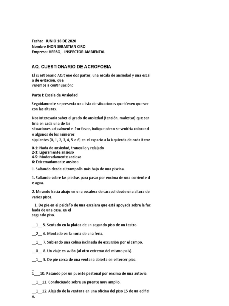 Test de Acrofobia JHON CIRO | PDF | Transporte | Violencia