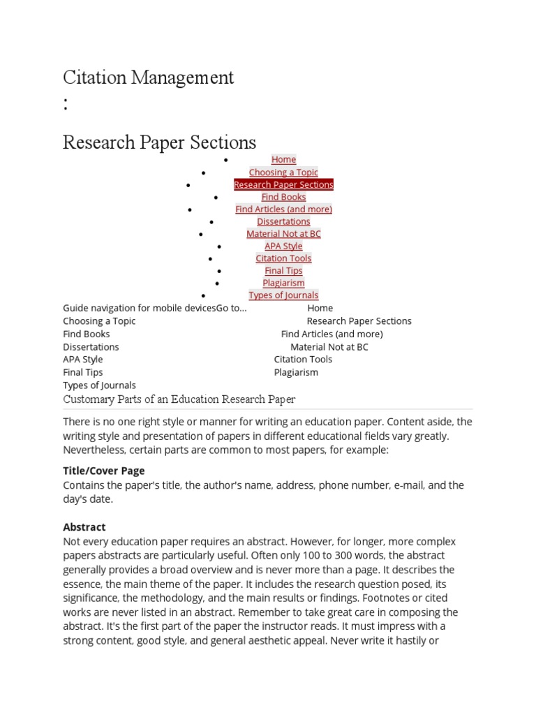 Citation Management: Research Paper Sections | PDF | Citation | Inquiry