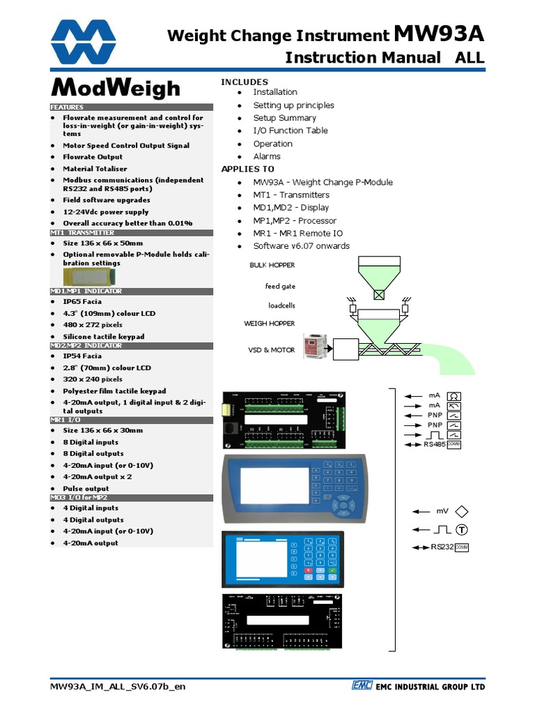 Weight Change Instrument Instruction Manual ALL: Includes | PDF | Input ...