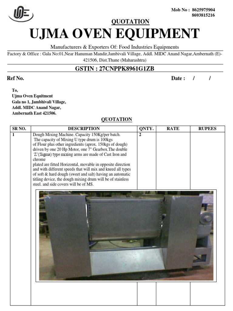 Ujma Quotation | PDF | Electric Motor | Economic Sectors
