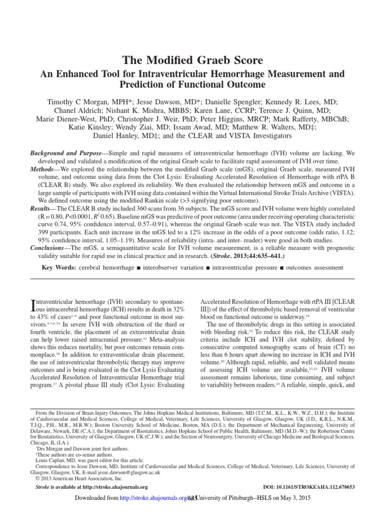 Scoring IVH AHA-ASA | PDF | Receiver Operating Characteristic | Medical ...