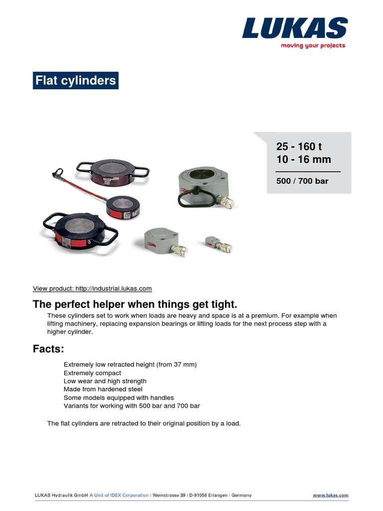 LUKAS Flat Cylinders | PDF | Mechanical Engineering | Manufactured Goods