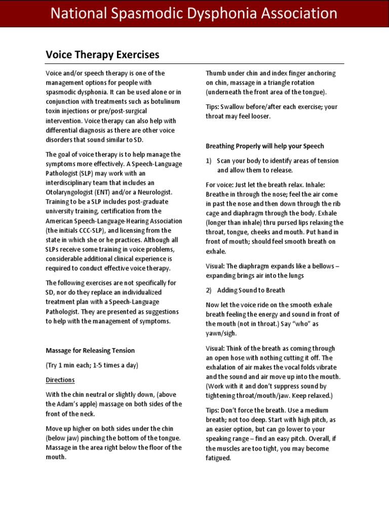 Voice Therapy Exercises | PDF | Speech Language Pathology | Otorhinolaryngology