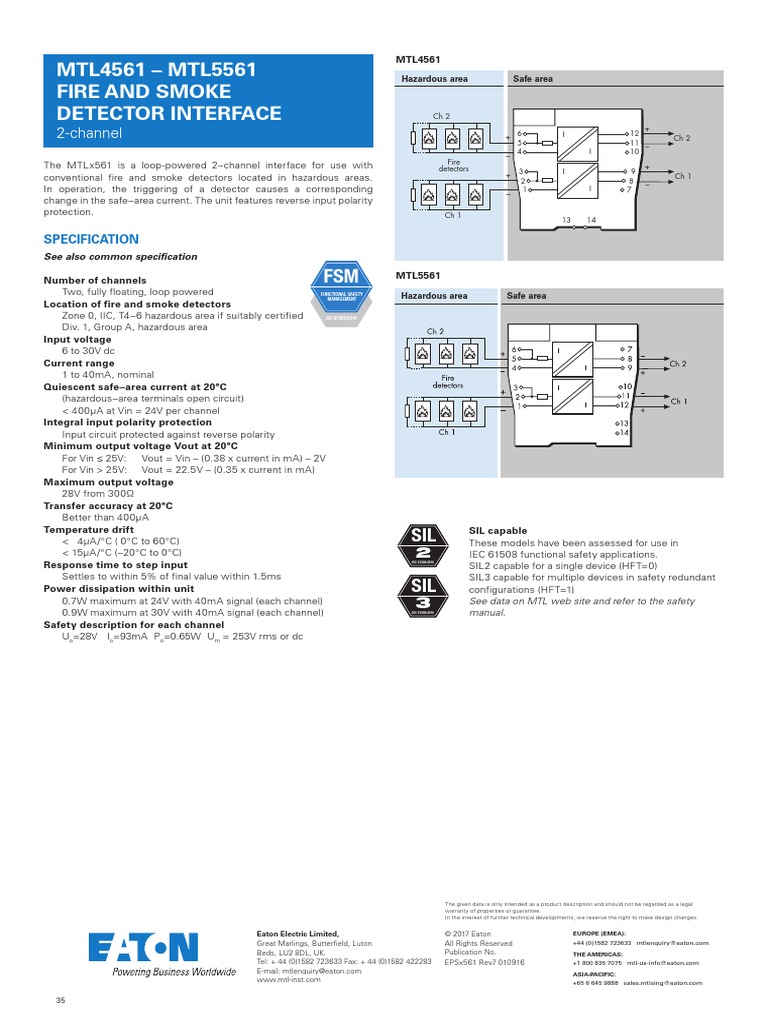 MTL4561 - MTL5561 Fire and Smoke Detector Interface: 2-Channel | PDF ...