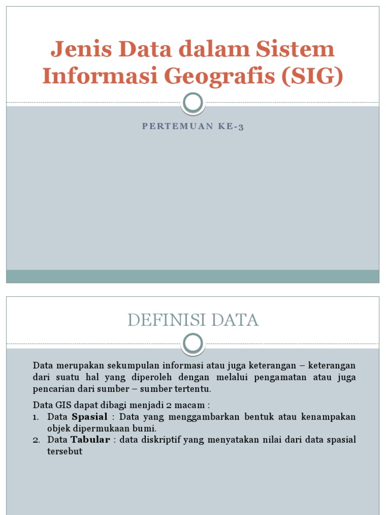 Jenis Data SIG (Spasial Dan Tabular) | PDF | Metode & Bahan Ajar | Komputer
