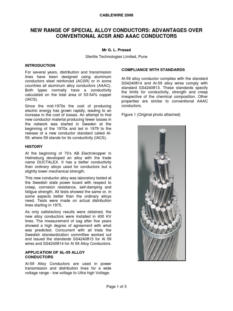 Al 59 Conductors | Electrical Conductor | Electrical Resistivity And ...
