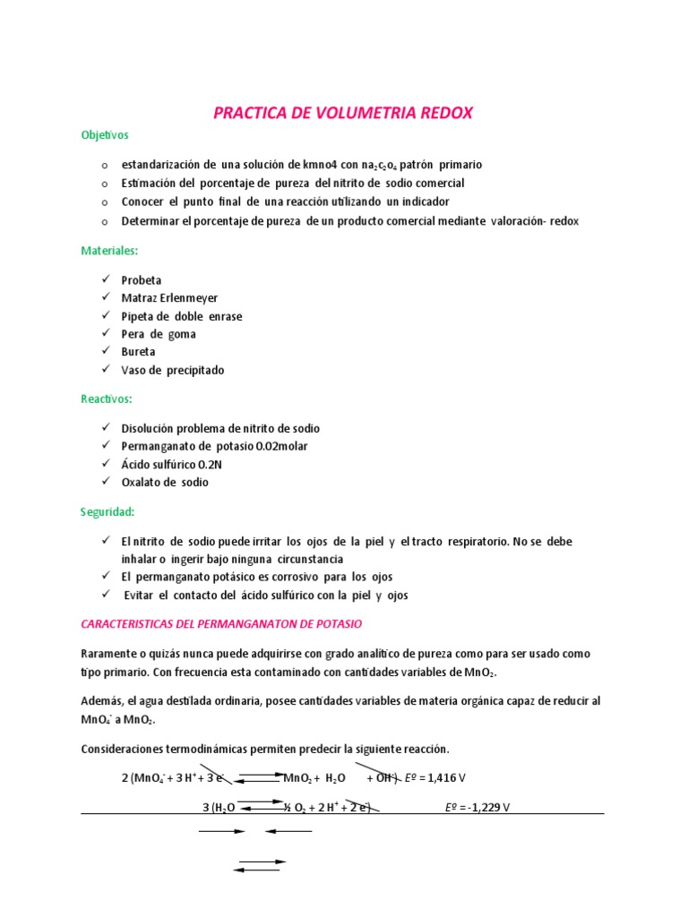 Redox p4 | PDF | Valoración | Química