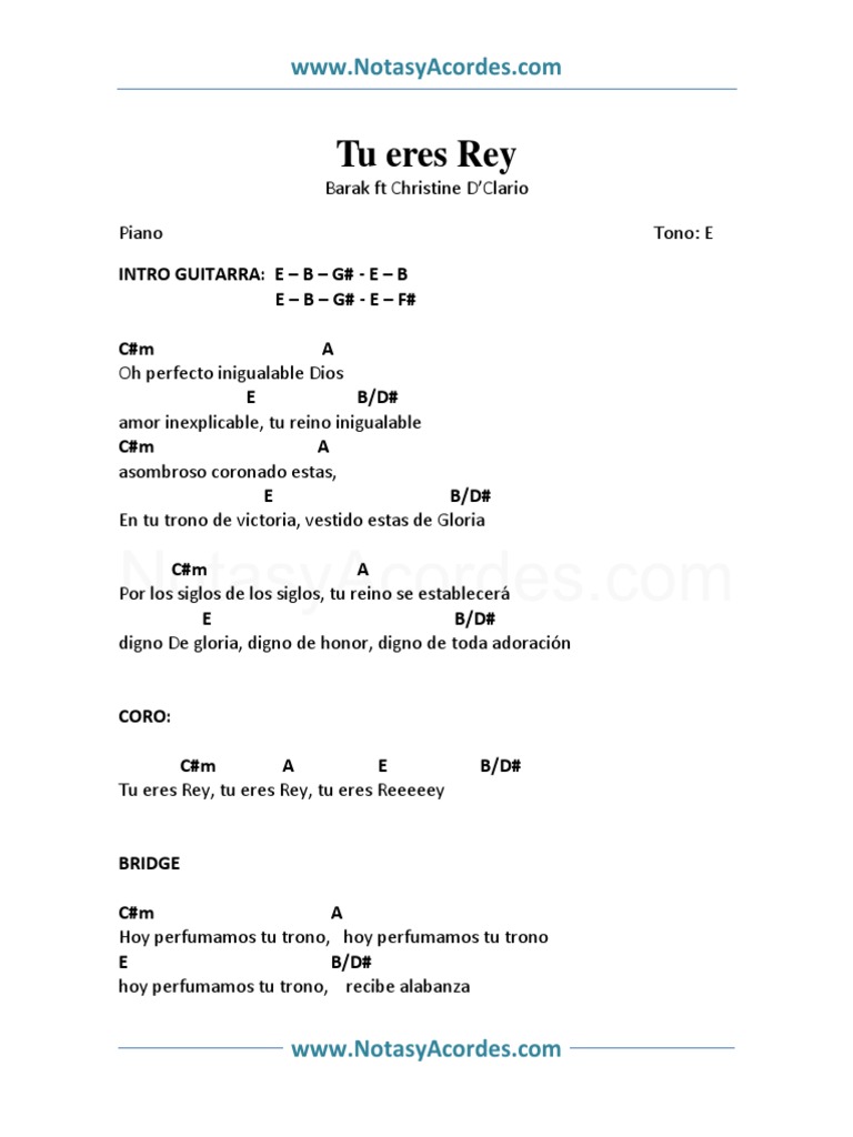 Tu Eres Rey Barak FT Christine DClario PDF | PDF