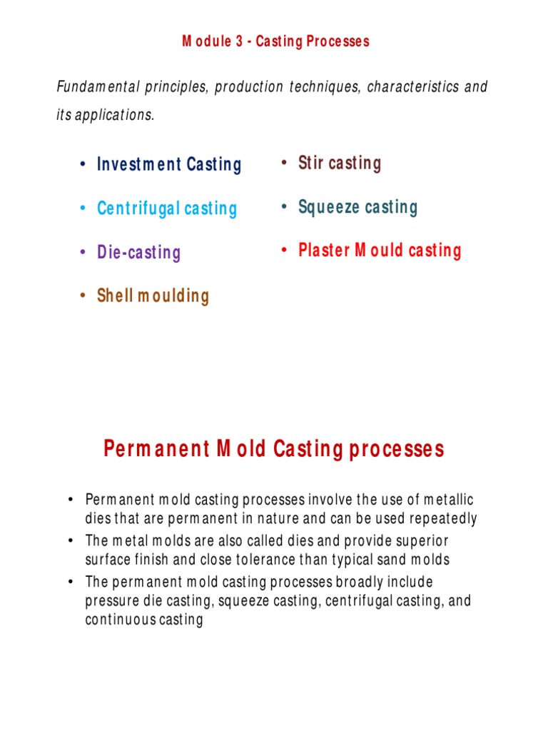 Special Casting | PDF | Casting (Metalworking) | Process Engineering