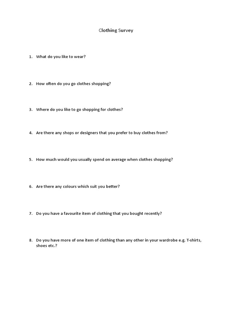 Clothes Survey | PDF | Self-Improvement | Lifestyle