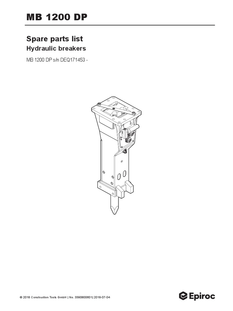 MB 1200 DP: Spare Parts List | PDF | Screw | Valve