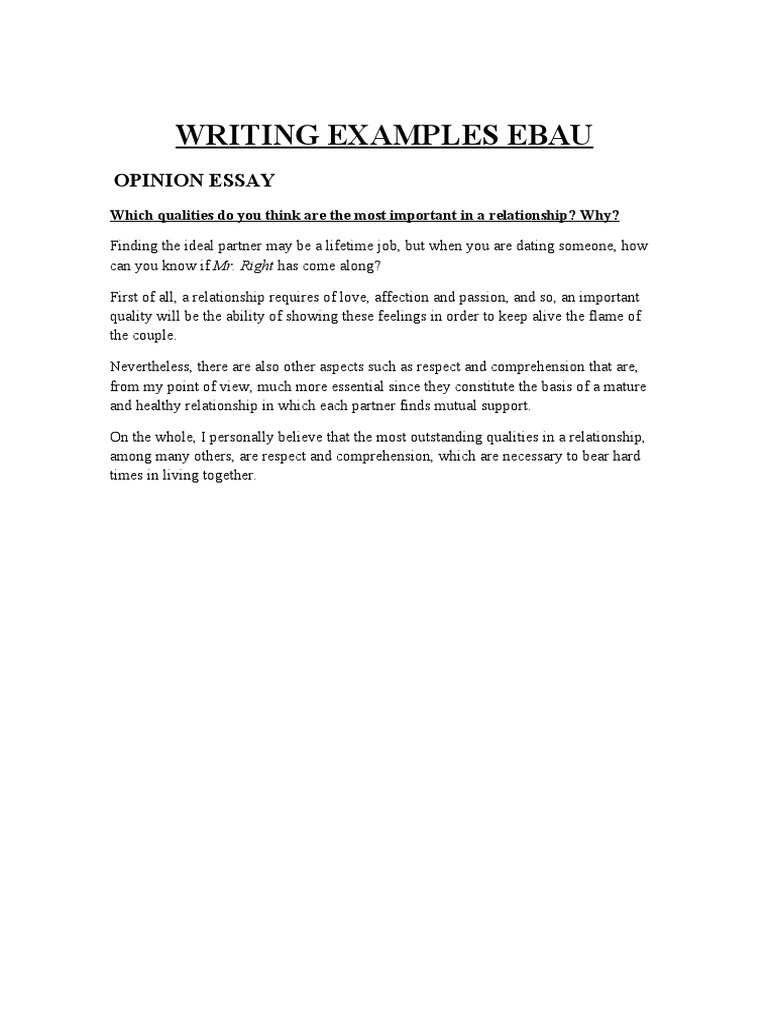 An Opinion Essay Model | PDF | Self-Improvement