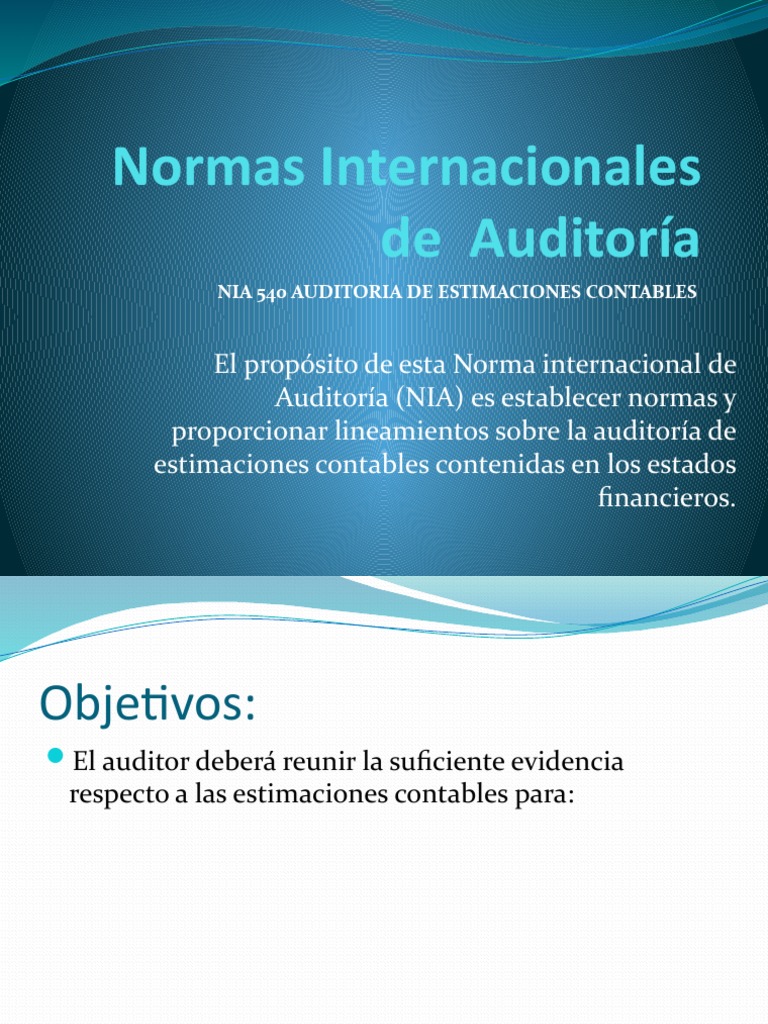 Nia 540 Estimaciones | PDF | Contralor | Auditoría