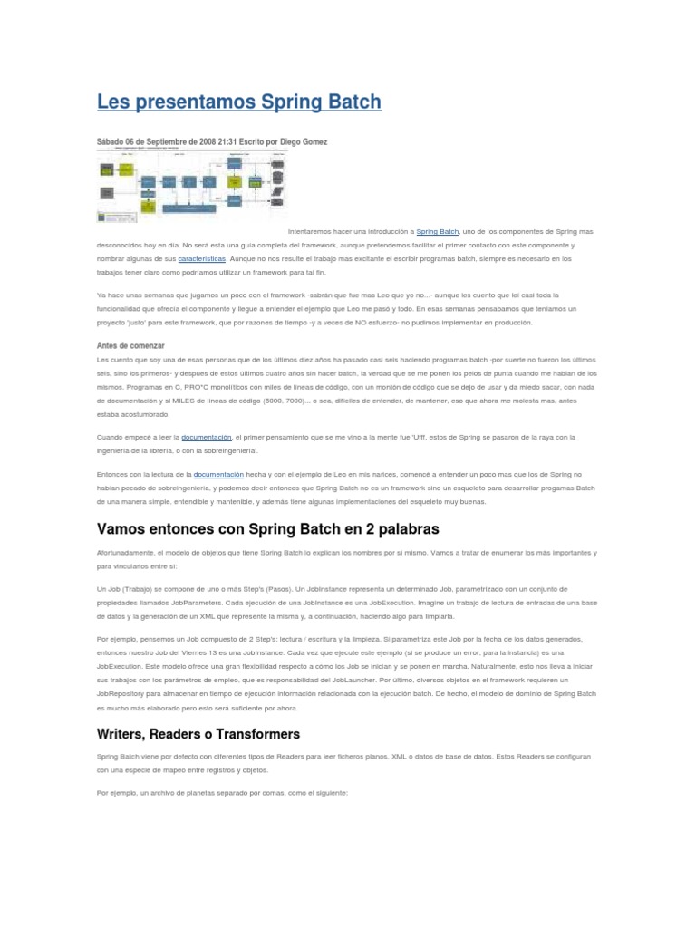 Les Present Amos Spring Batch | PDF | Spring Framework | Objeto (informática)