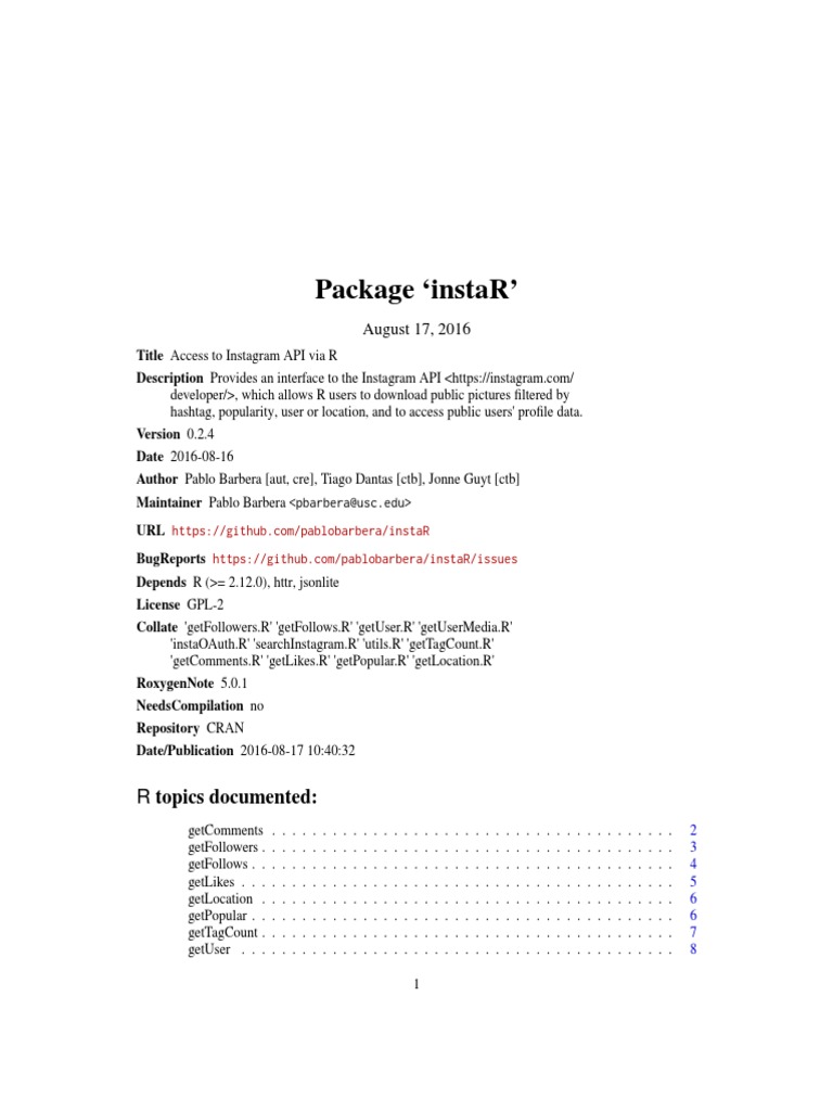 Package Instar': R Topics Documented | PDF | Command Line Interface | User (Computing)