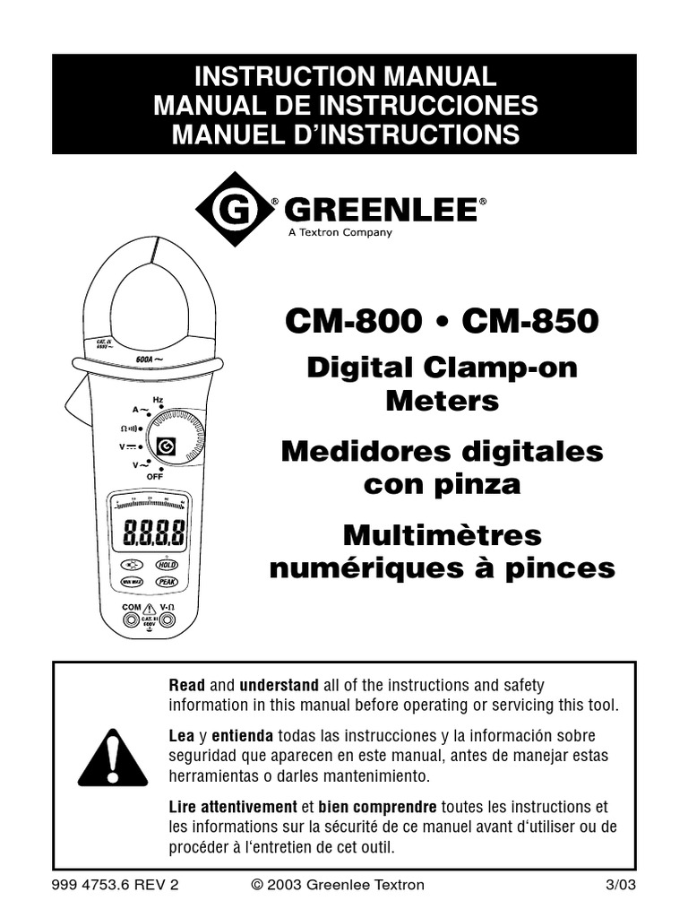 CM-800 - CM-850: Instruction Manual Instruction Manual Manual de ...