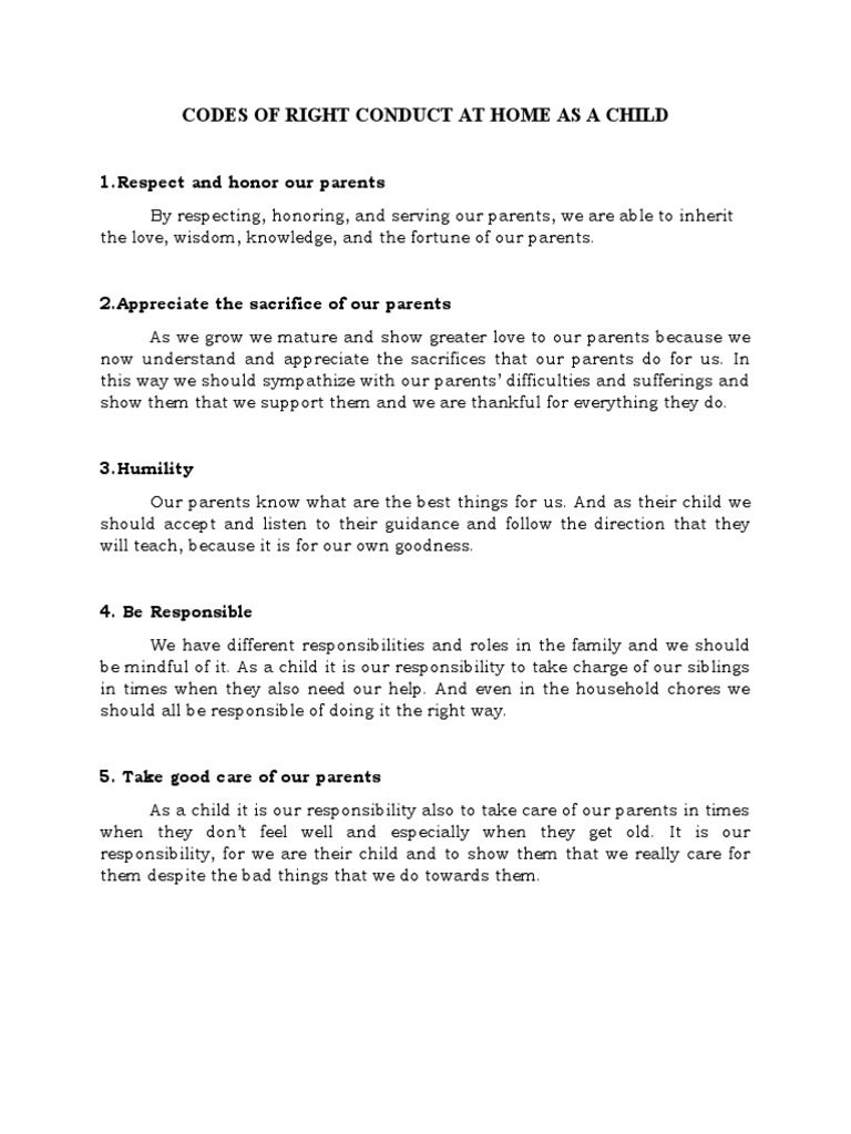 Codes of Conduct: Guiding Principles for Respect, Responsibility, and ...