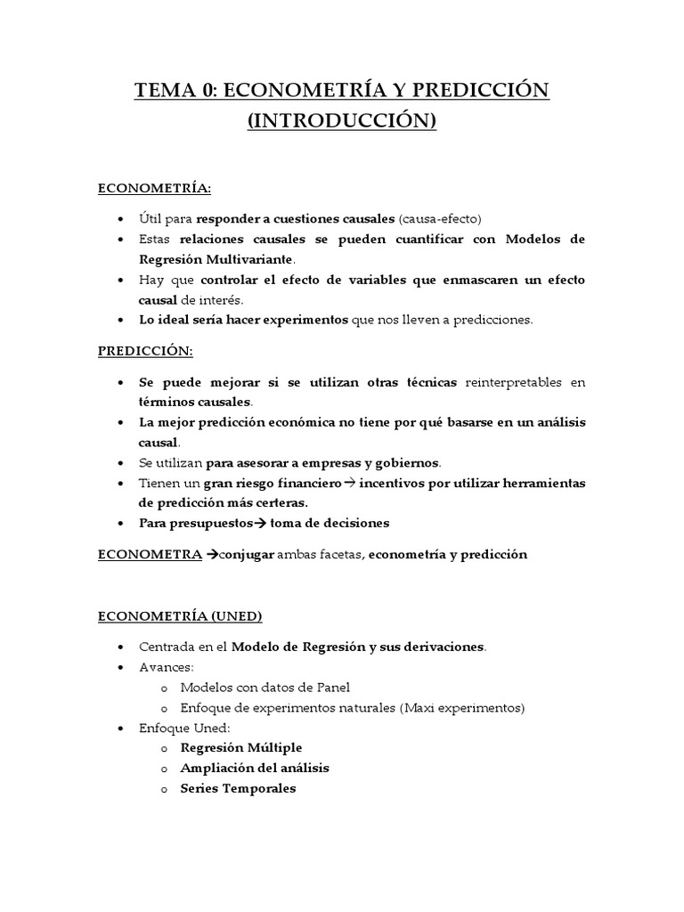 Resumen Econometrïa | Descargar gratis PDF | Mínimos cuadrados ordinarios | Regresión lineal