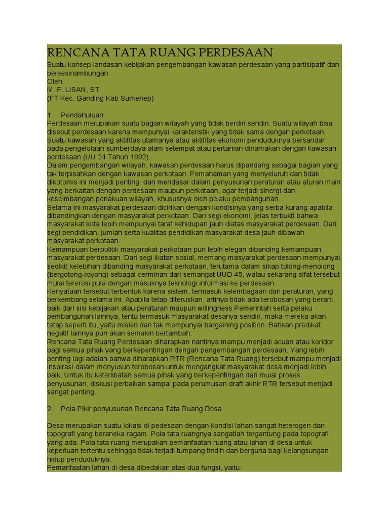 Rencana Tata Ruang Desa | PDF