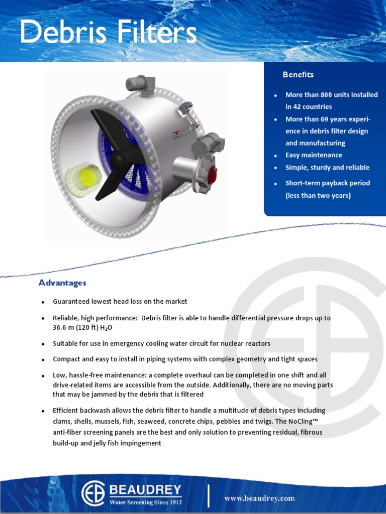 Beaudrey - Debris Filter - P | PDF | Heat Exchanger | Water