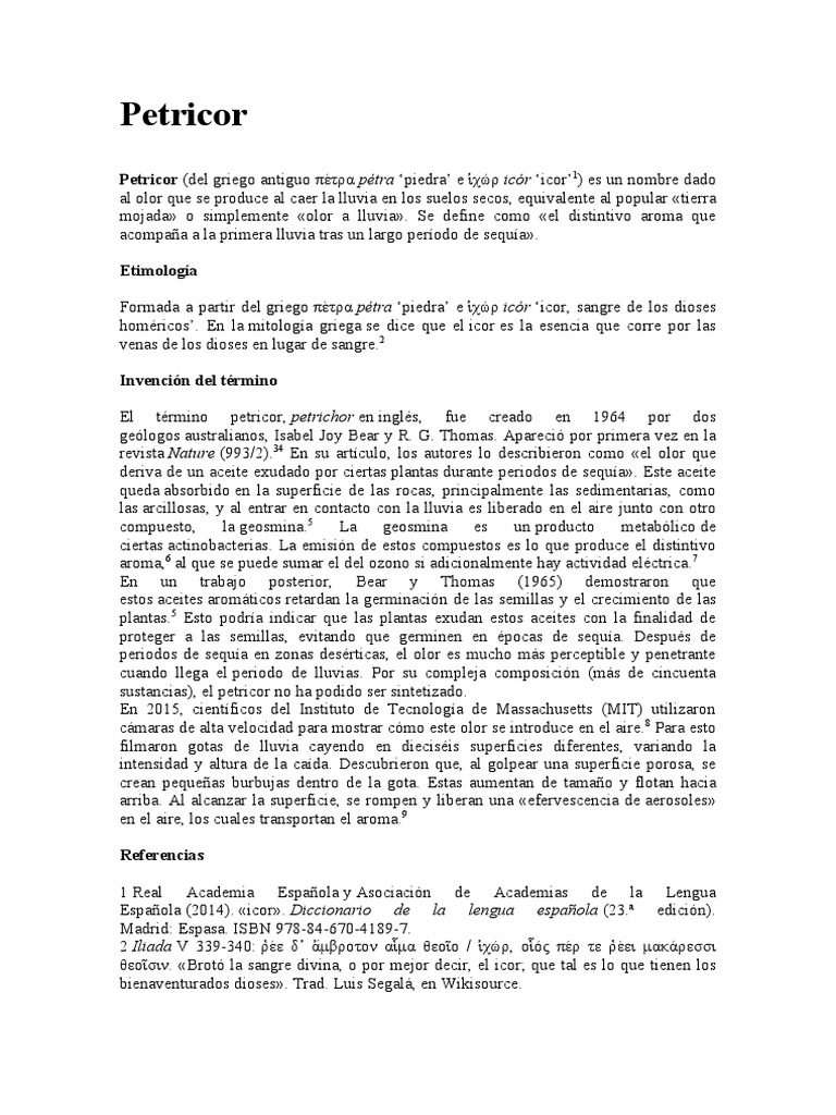 Definición y origen del petricor | PDF | Ciencias de la Tierra | Química