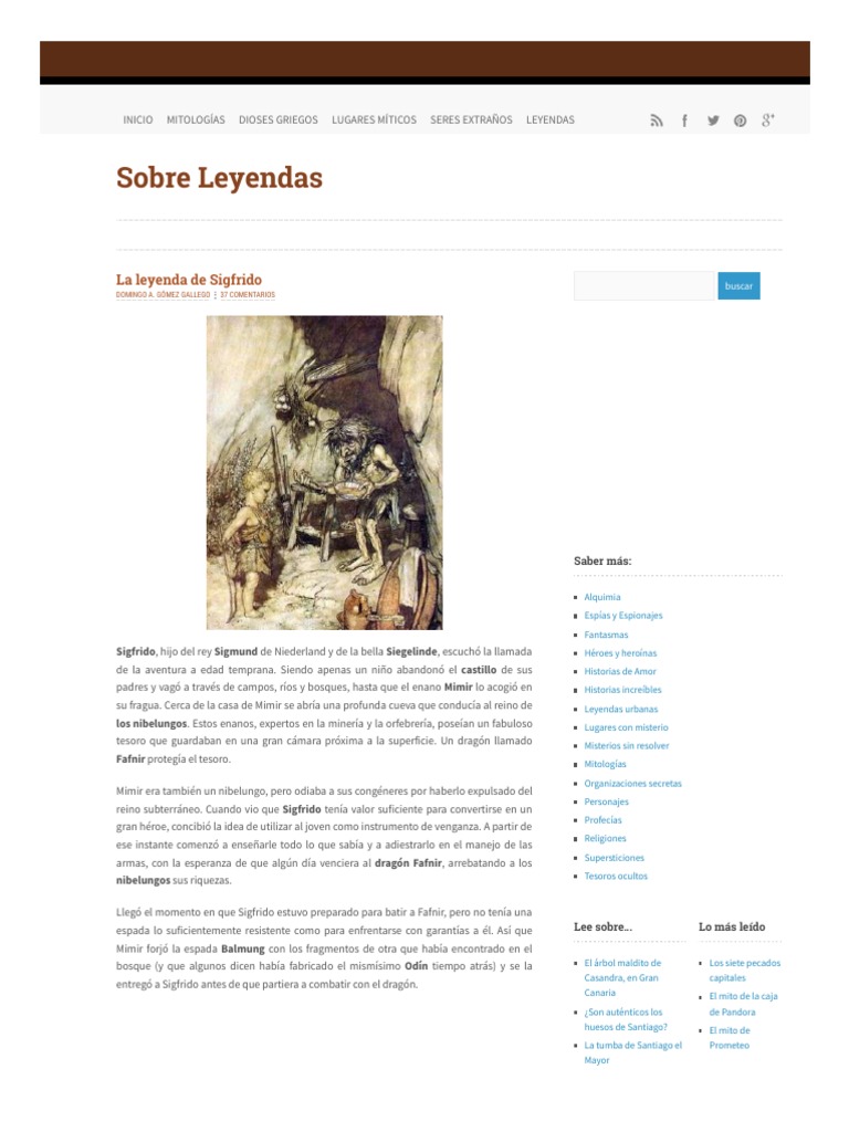 La Leyenda de Sigfrido | PDF | Mitología nórdica