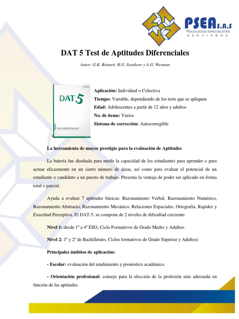 DAT 5 Test de Aptitudes Diferenciales | PDF