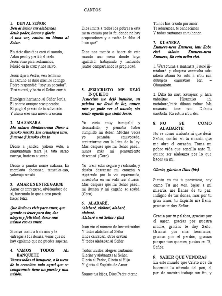 CANTOS | PDF | eucaristía | Cristo (título)