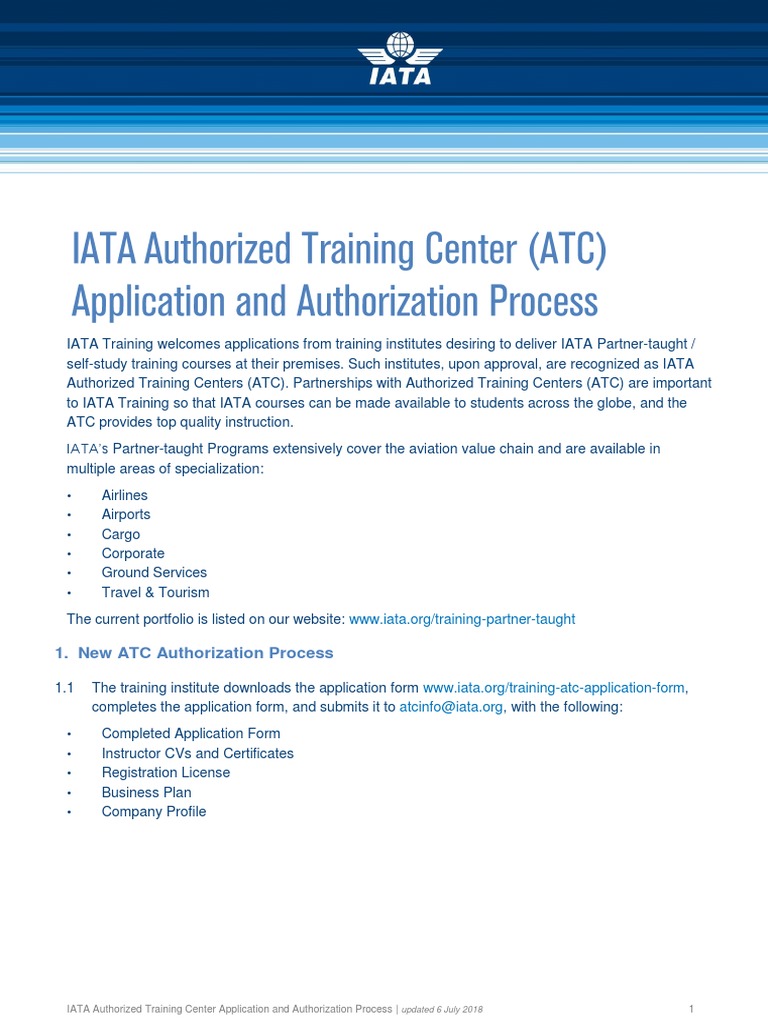 New ATC Authorization Process: IATA Authorized Training Center ...