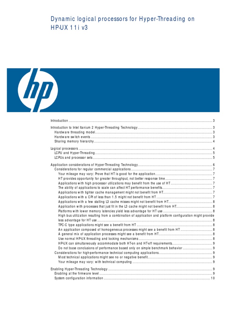 Dynamic Logical Processors For Hyper-Threading On HP-UX 11i v3 | PDF | Thread (Computing ...