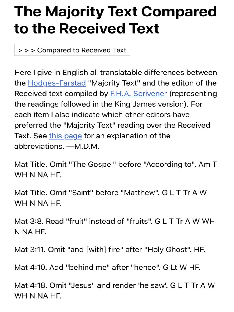 An In-Depth Comparison of Textual Variants Between the Majority Text ...