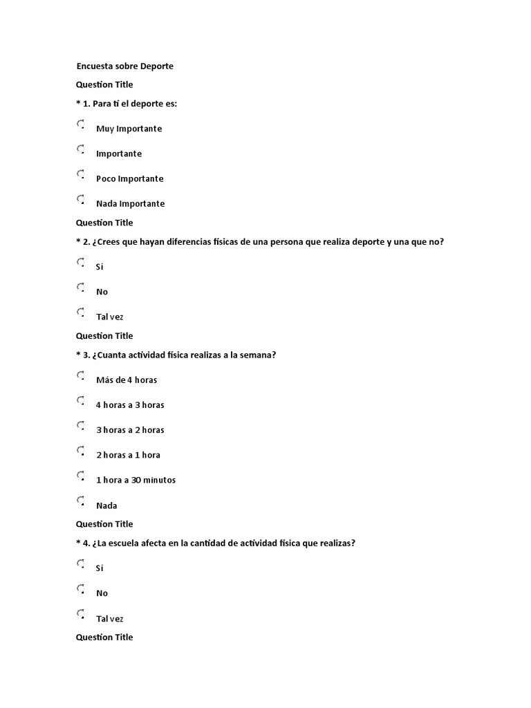 Encuesta Sobre Deporte | PDF