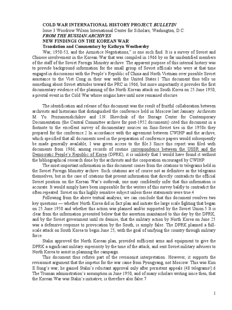 Cold War International History Project Bulletin | PDF | Korean War ...